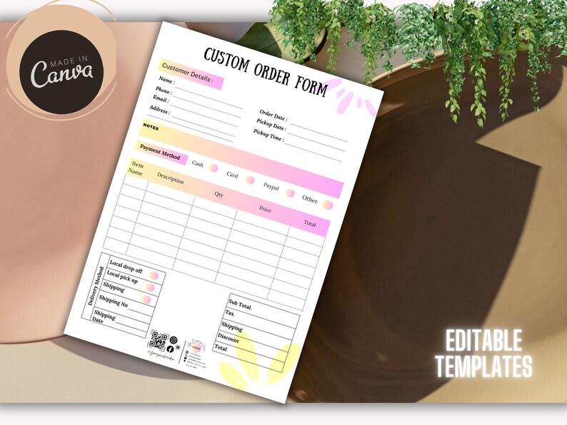 Editable Order Form Template Craft Order Form Etsy Shop Craft Business ...