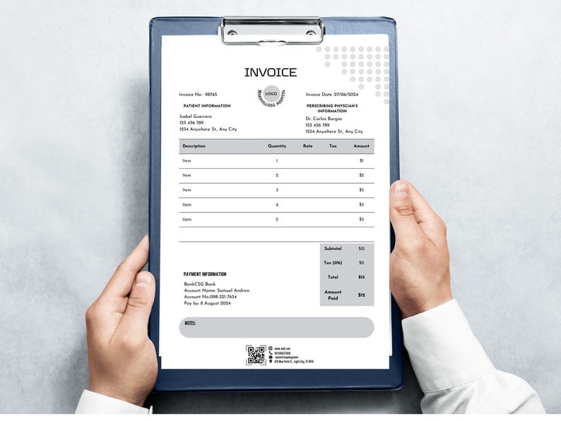 Editable Medical Invoice Template Minimalist Business Invoice Custom ...
