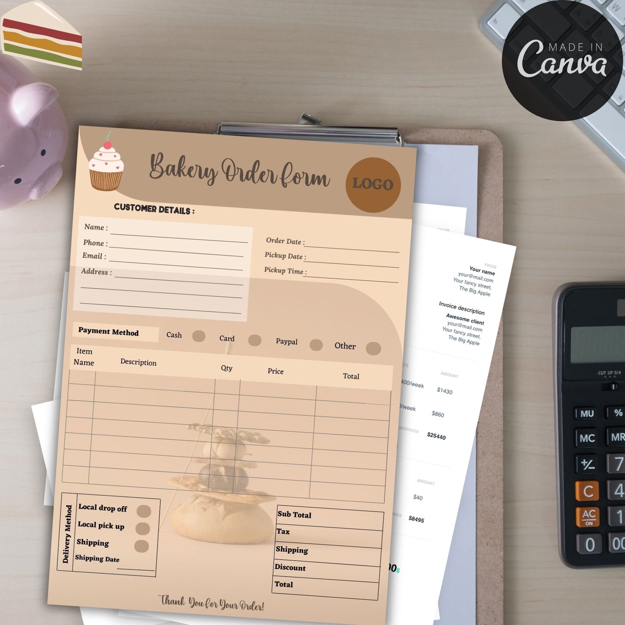 Bakery Order Form Cake Order Form Editable Template Canva Editable ...