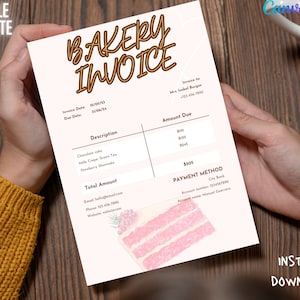 Bakery Invoice Template Receipt Template Business Template Printable ...
