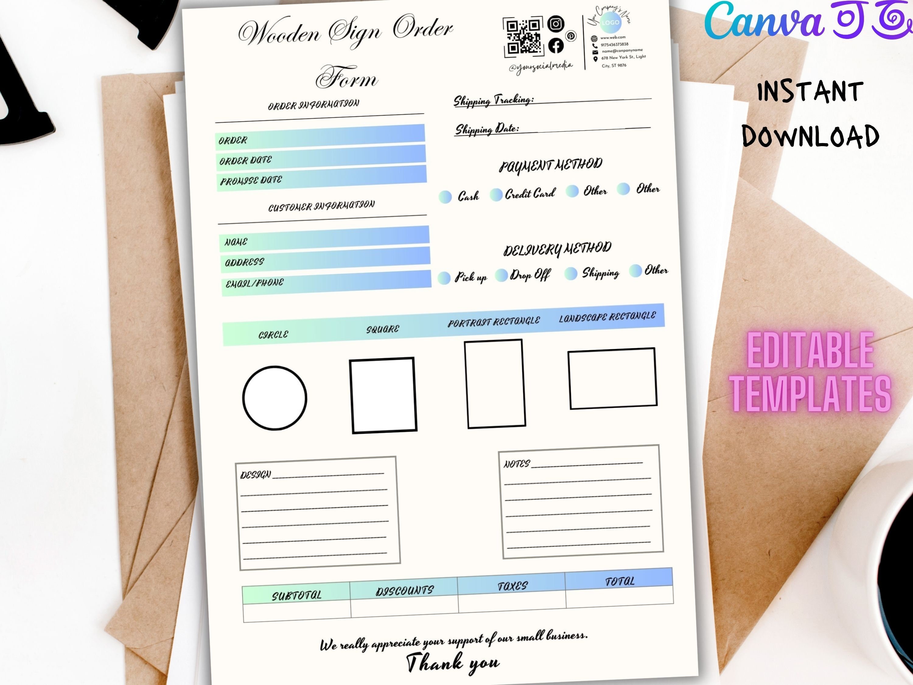 Wooden Sign Order Form Template Printable Craft Sign Order Form ...