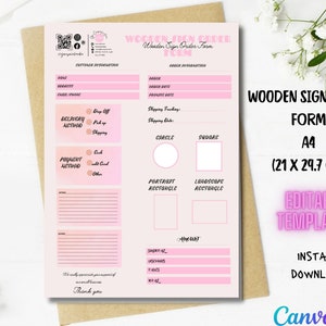 Wooden Sign Order Form Template Printable Craft Sign Order Form ...