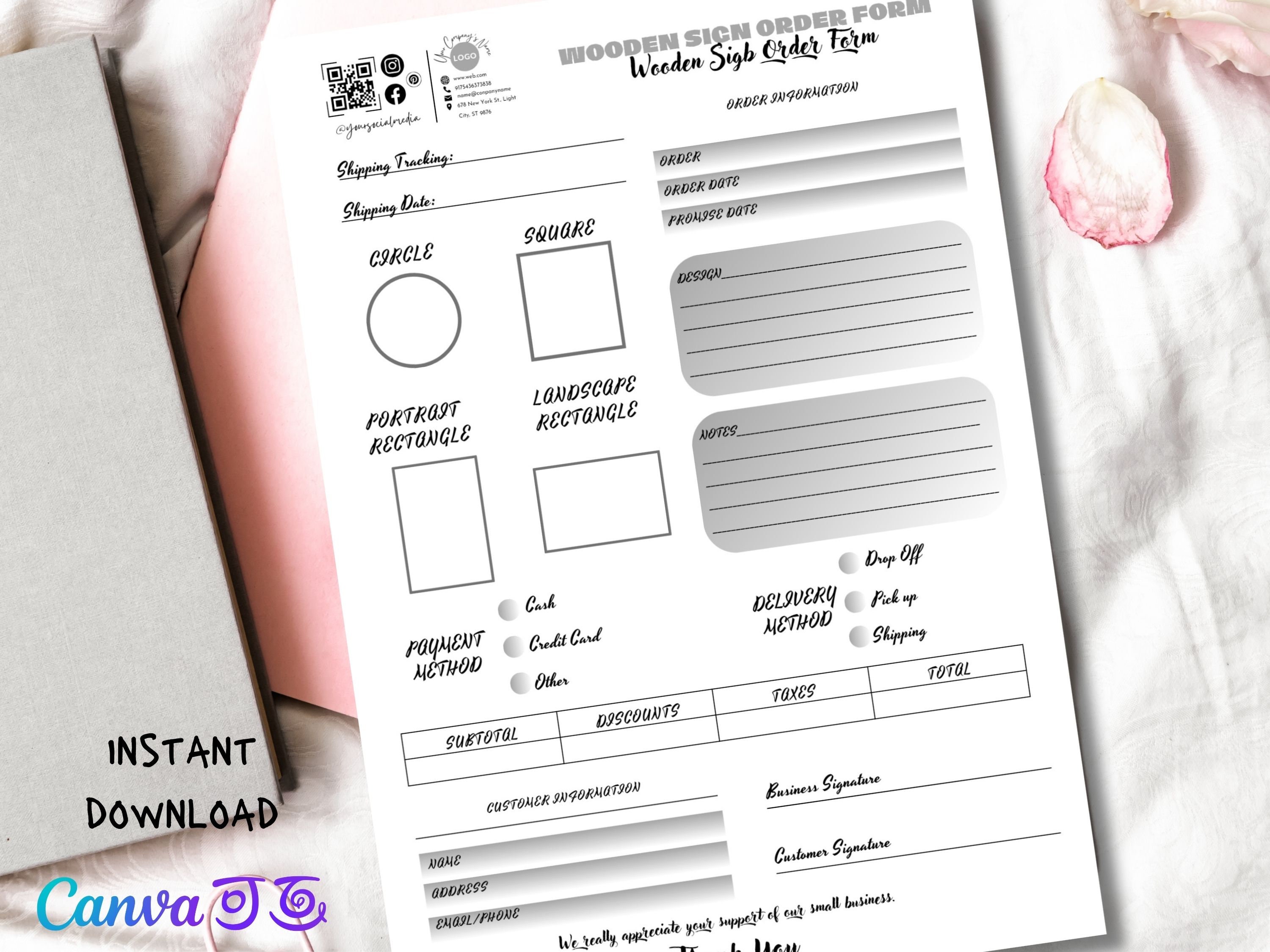 Wooden Sign Order Form Template Printable Craft Sign Order Form ...