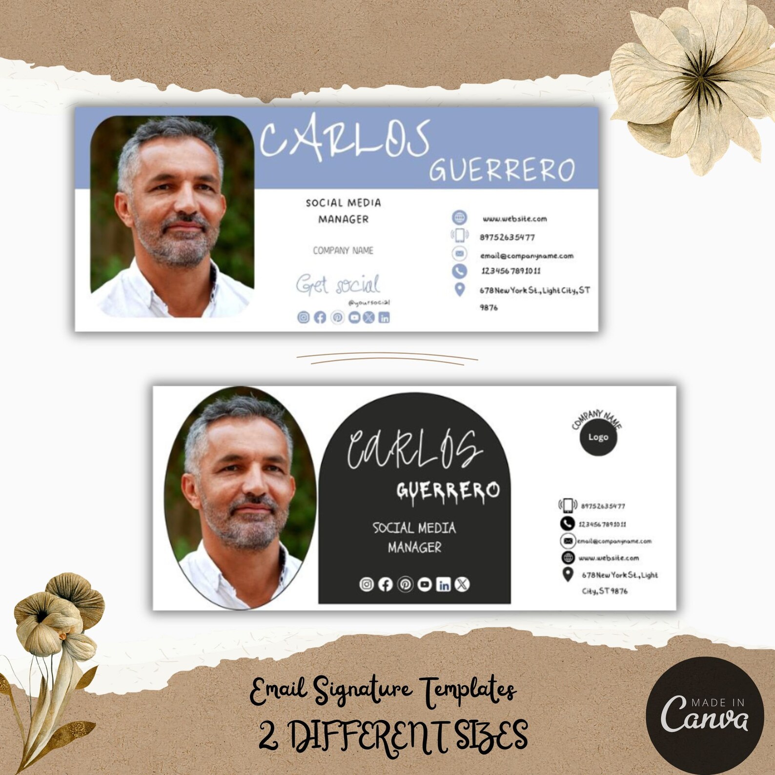 Professional Email Signature Template With Two Different Sizes Email ...