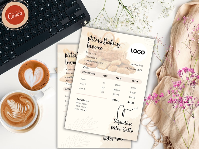 Editable Bakery Invoice Template Baking Invoice Cake Invoice Form Cake ...