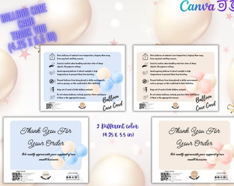 Editable Balloons Care Instructions Template, Mini Printable Balloon ...