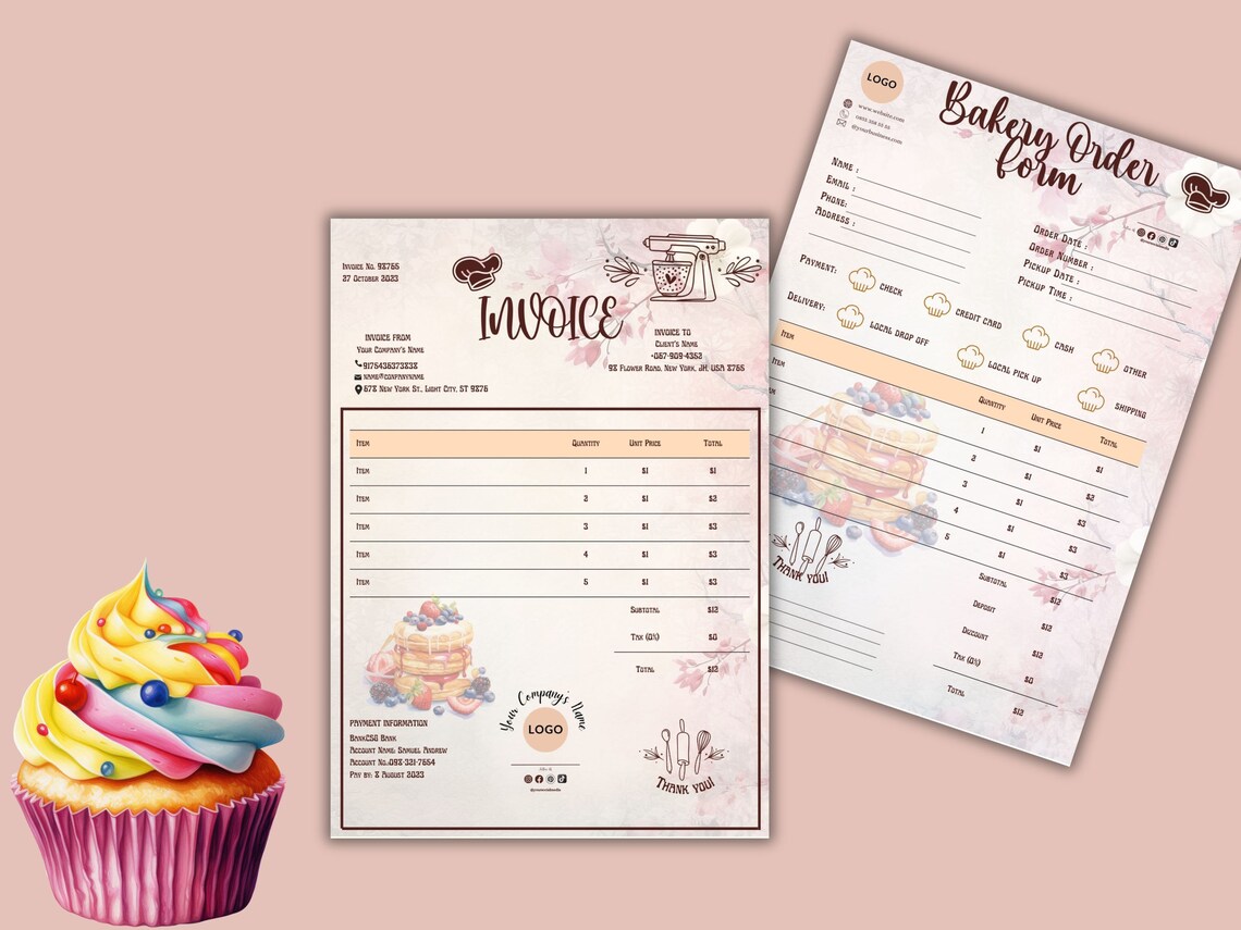 Bakery Order Form Editable Cake Order Form Printable Bakery Custom ...
