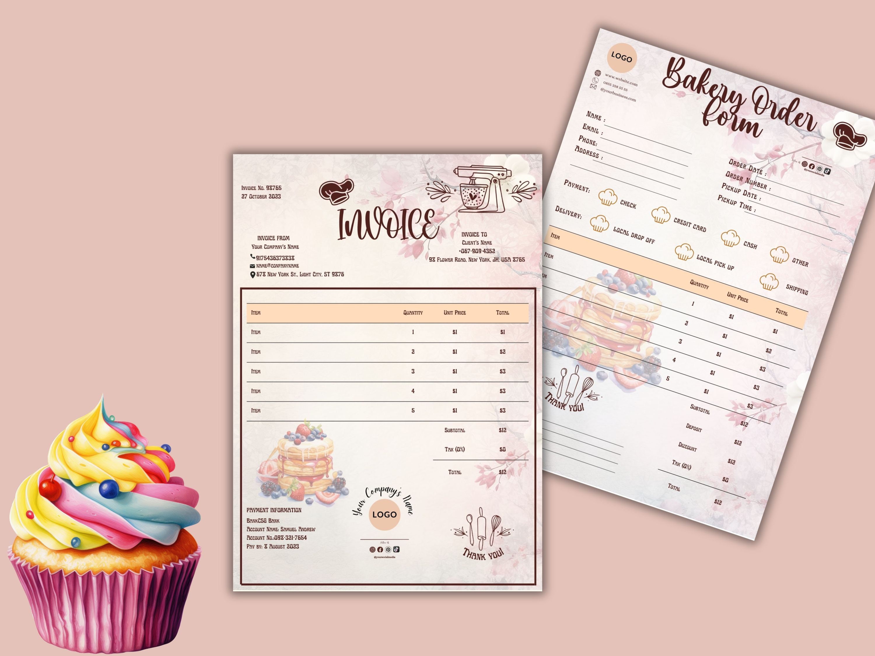 Bakery Order Form Editable Cake Order Form Printable Bakery Custom ...