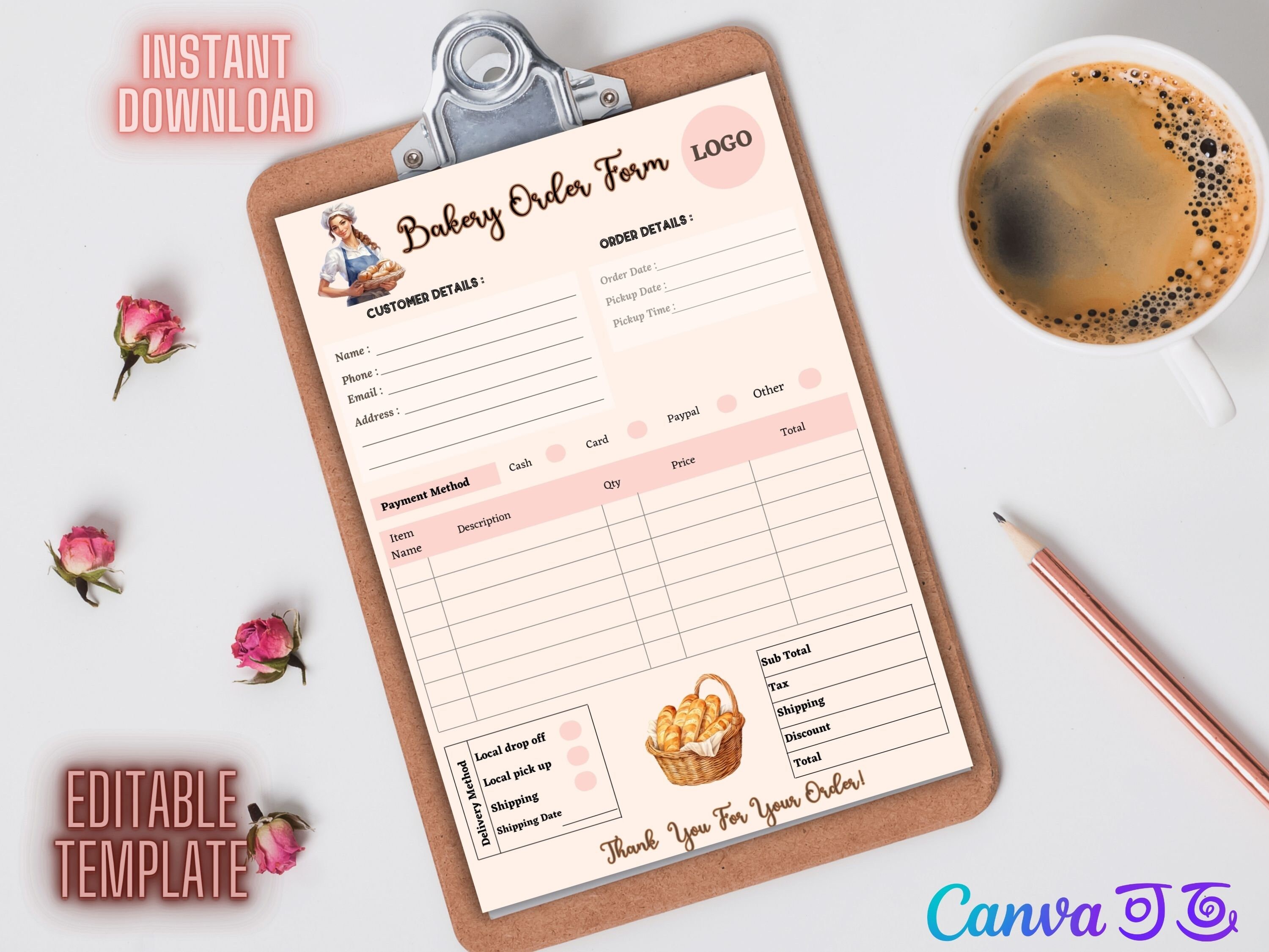 Bakery Order Form Cake Order Form Editable Template Canva Editable ...