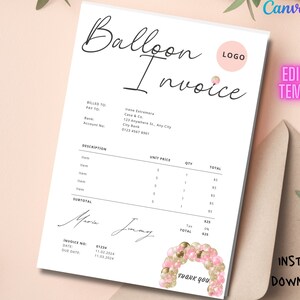 Balloon Invoice Template Receipt Template Business Template Printable ...