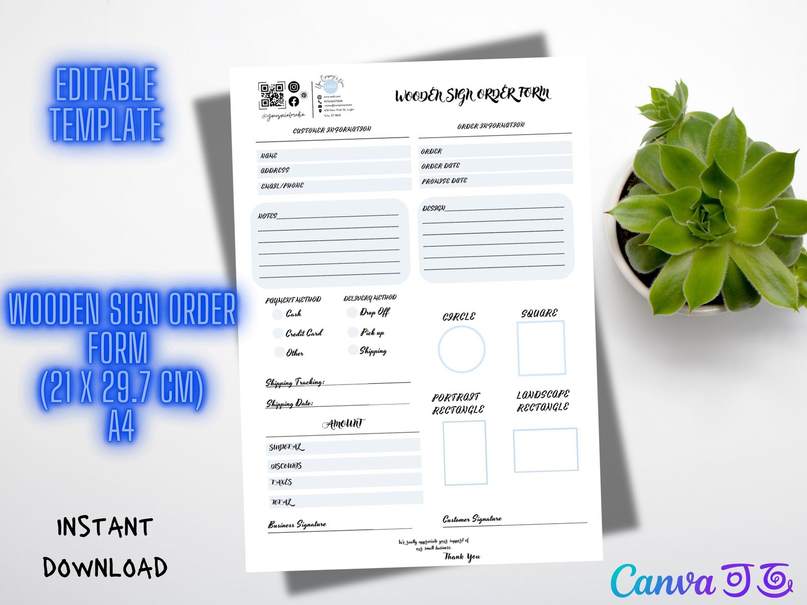 Wooden Sign Order Form Template Printable Craft Sign Order Form ...