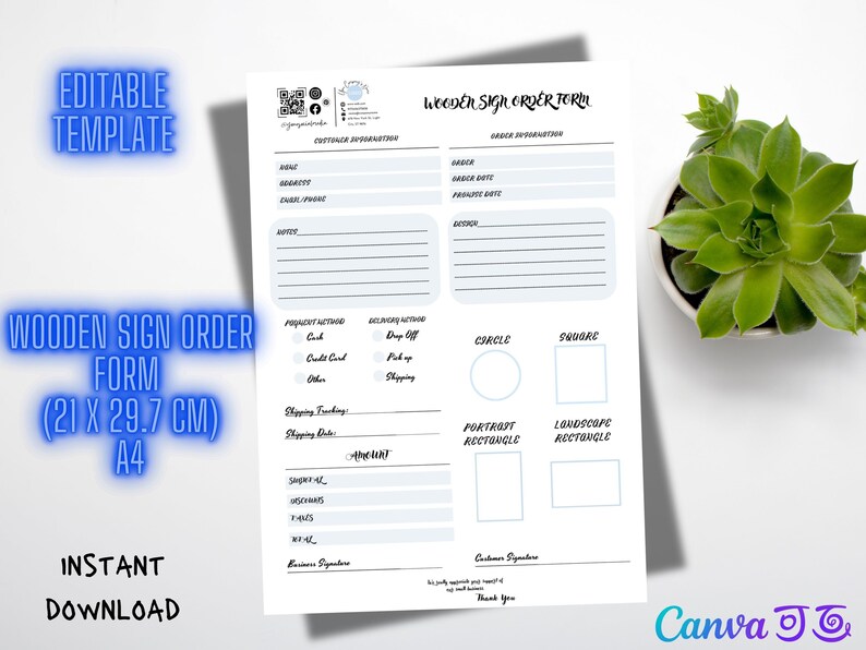 Wooden Sign Order Form Template Printable Craft Sign Order Form ...