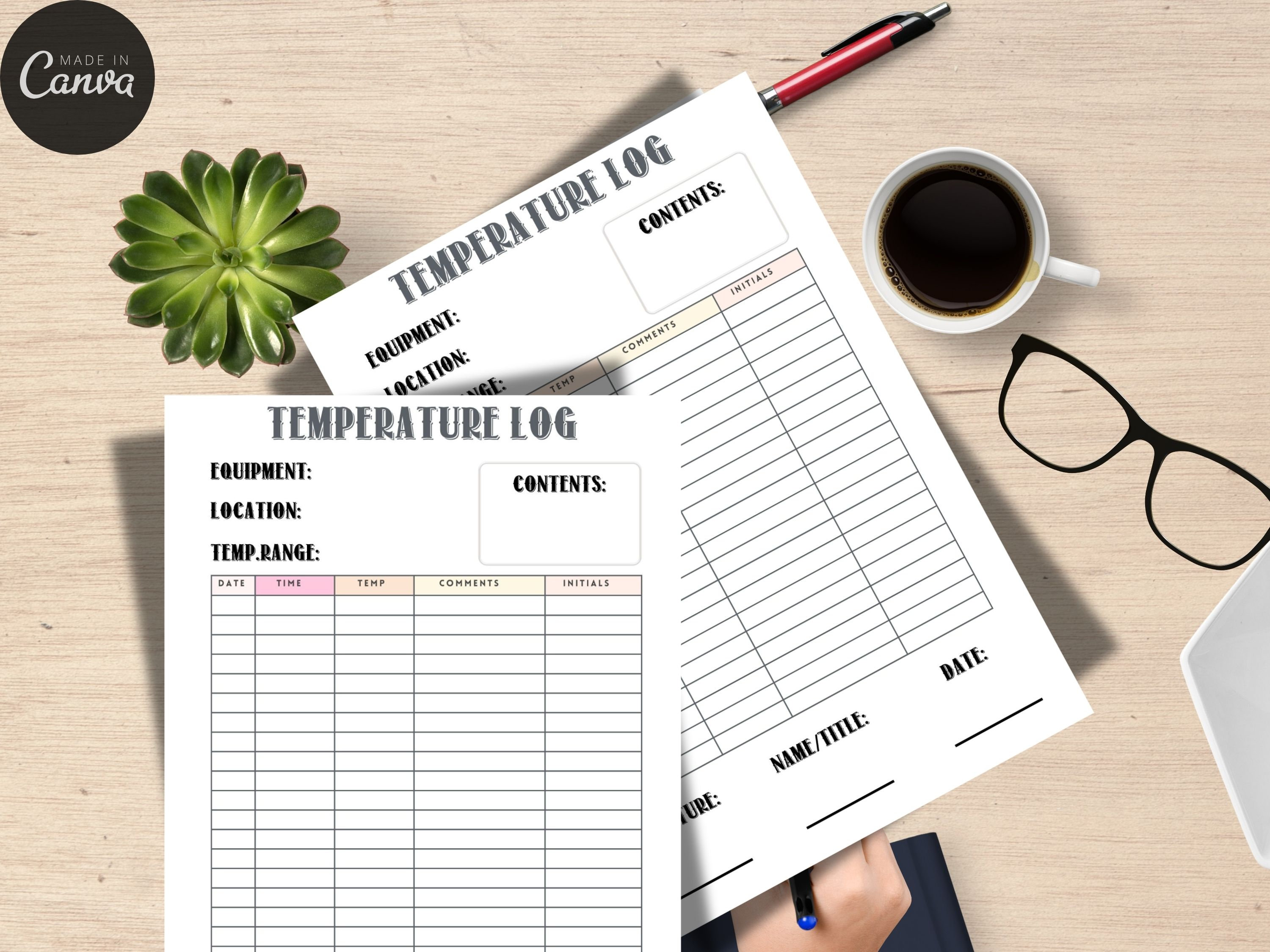 Temperature Log Daily Refrigerator Printable Temperature Check Sheet ...