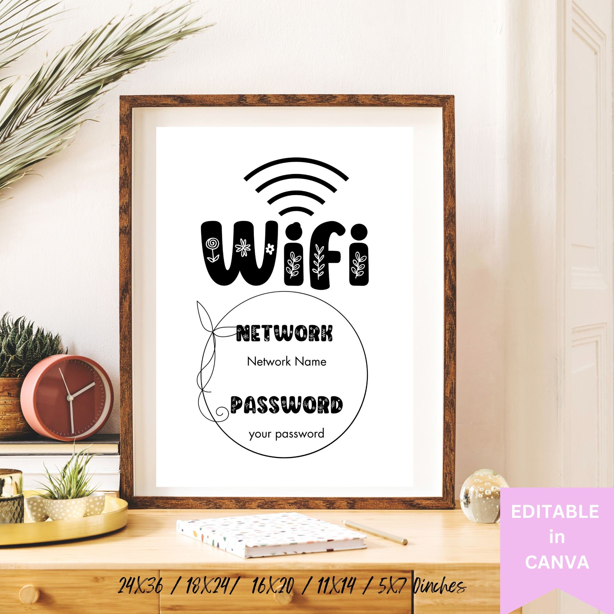 Wifi Password Sign Printable Editable Wifi Sign Template Canva Editable ...