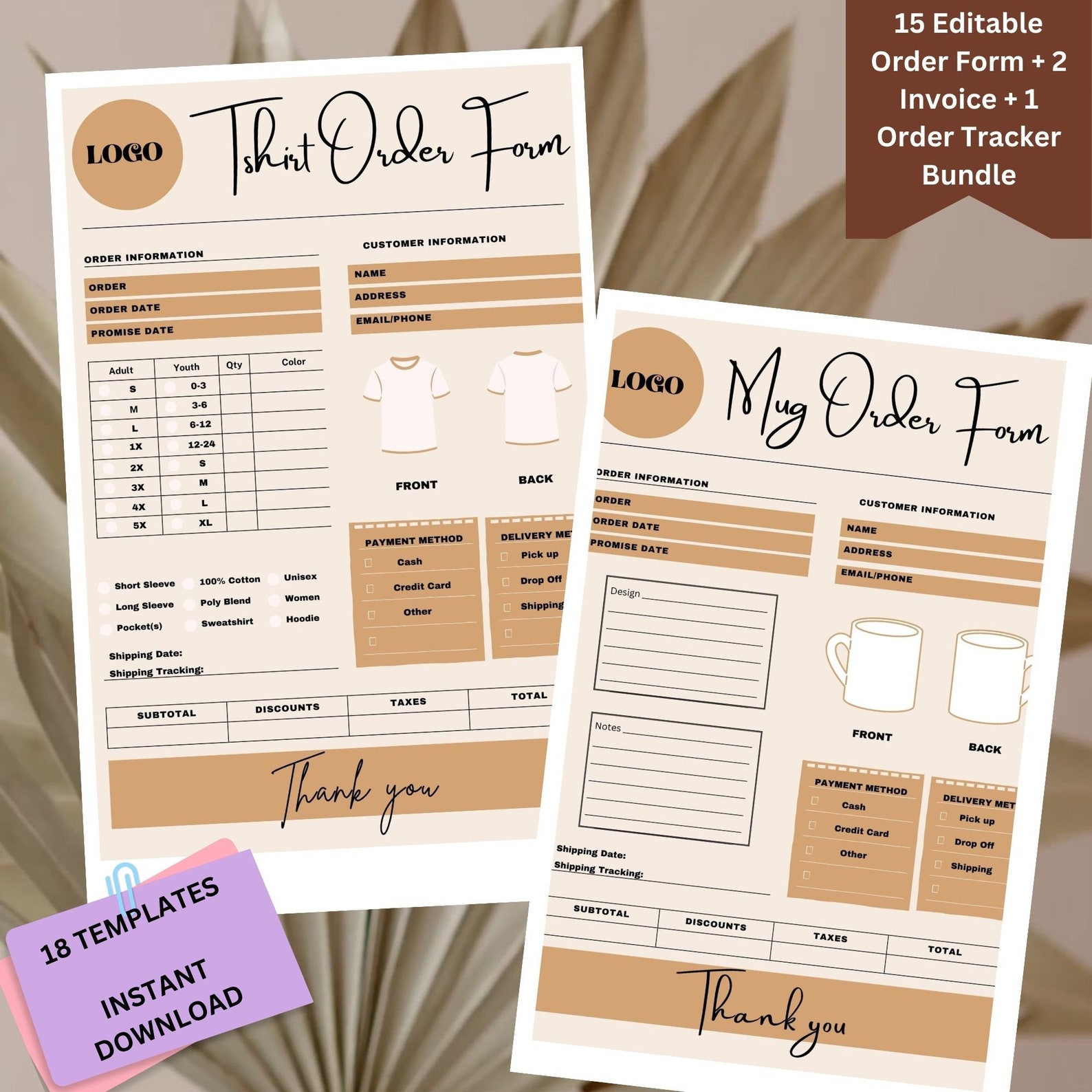 Small Business Forms Order Forms Bundle Printable Forms for Crafters ...