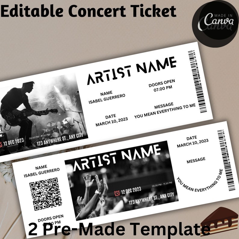 Editable Concert Ticket Template, DIY Event Ticket, Custom Concert ...