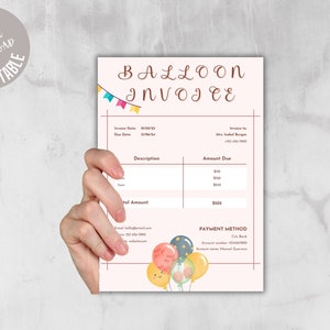 Balloon Invoice Template Editable Balloon Artist Invoice Template ...