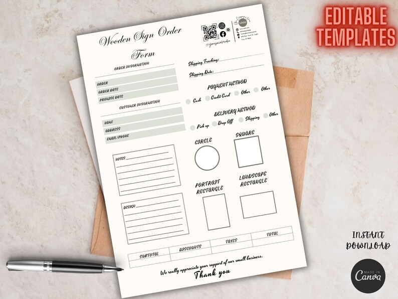 Wooden Sign Order Form Template Printable Craft Sign Order Form ...