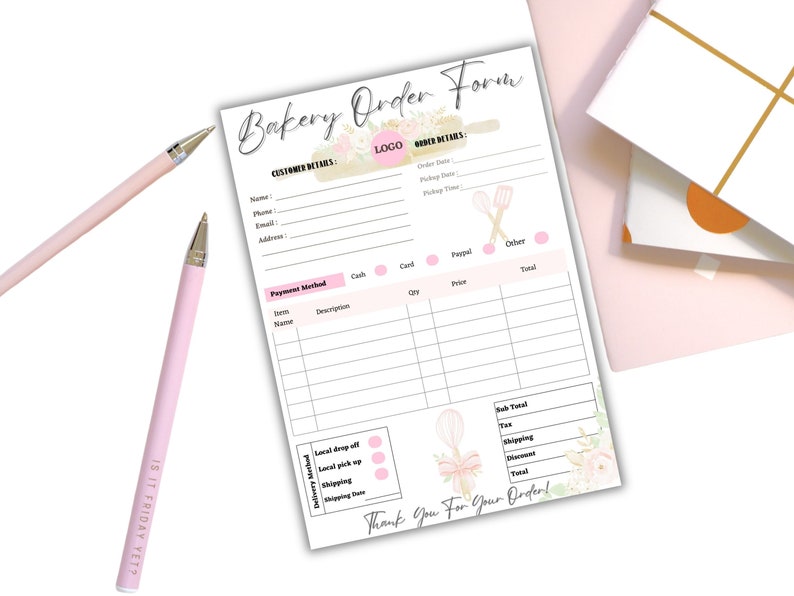 Editable Bakery Order Form Template, Customizable PDF for Cake, Cookie ...