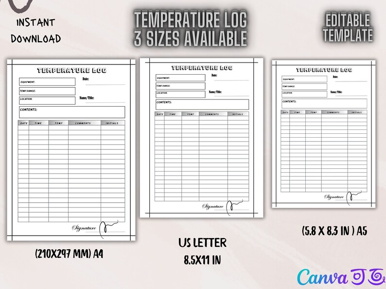 Temperature Log Tracker Printable A4 Journal Page Temperature Tracker ...