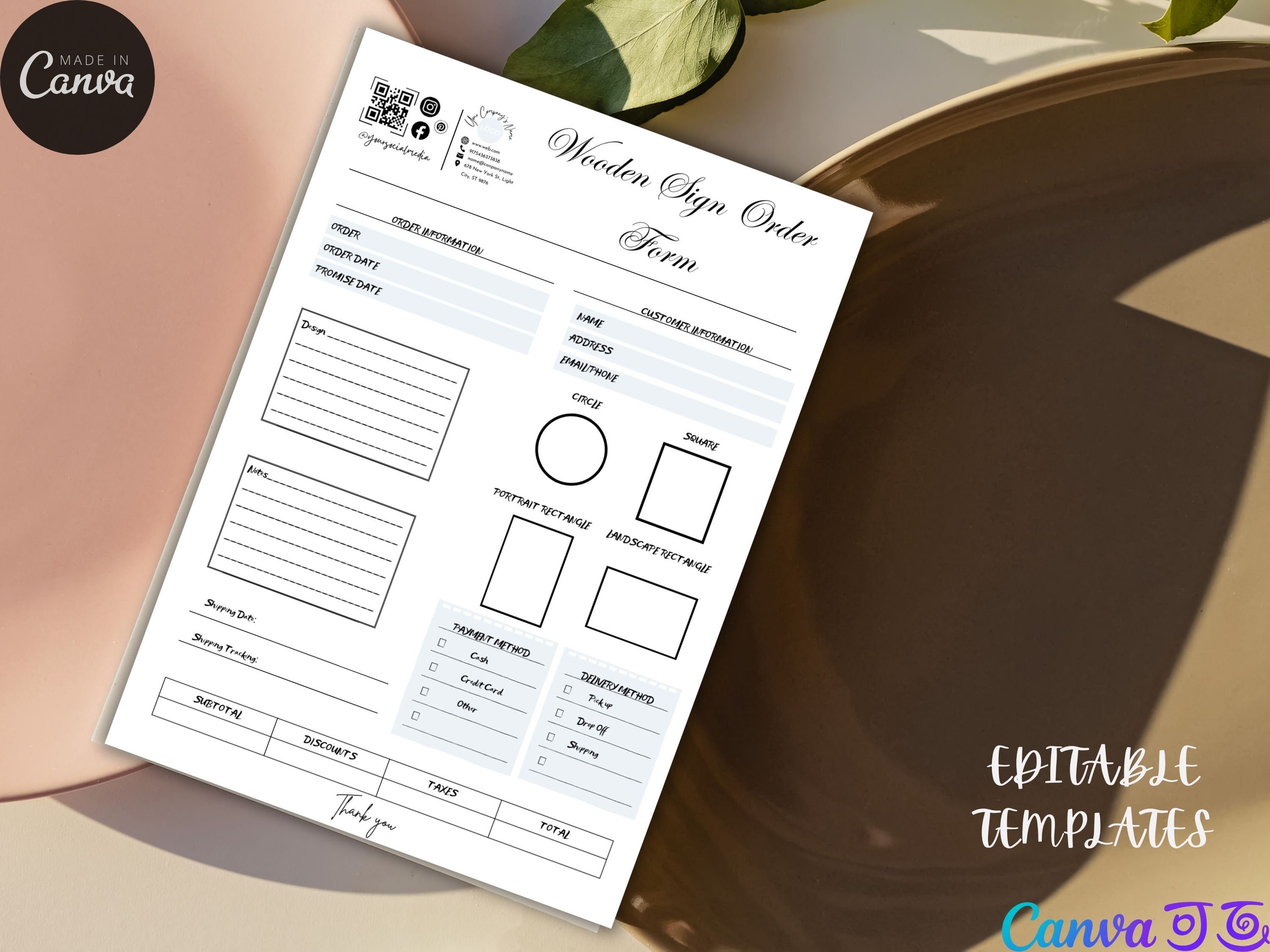 Wooden Sign Order Form Template Printable Craft Sign Order Form ...