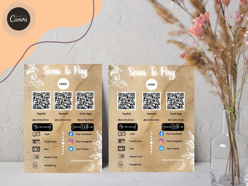 Scan to Pay Template Editable QR Code Sign Printable Payment Sign ...