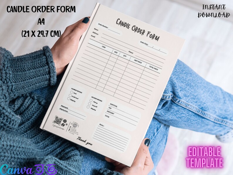 Editable Candle Order Form Canva Template Printable Candle Invoice ...