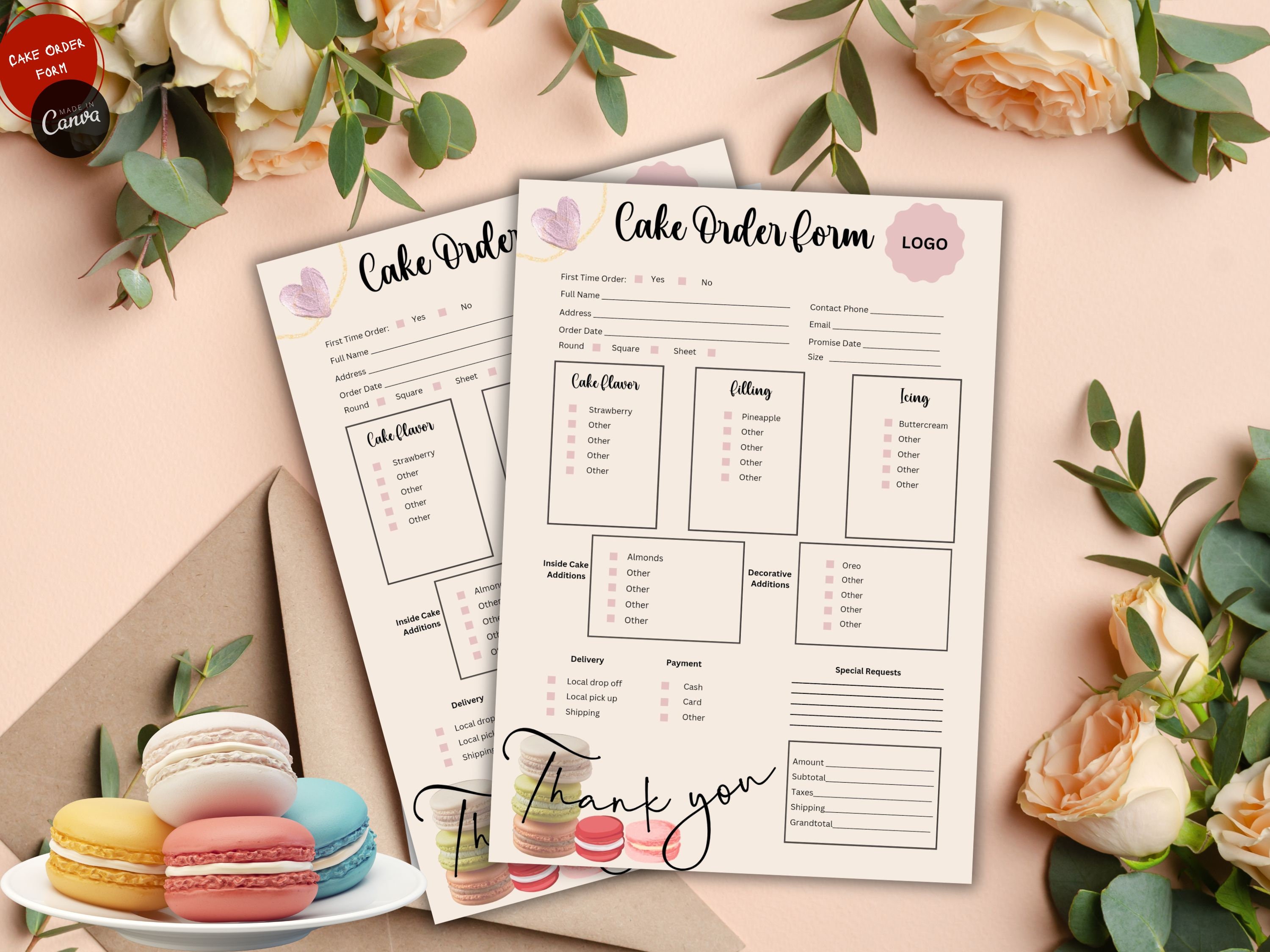 Editable Cake Order Form Template Bakery Order Form Cookie Order Form ...