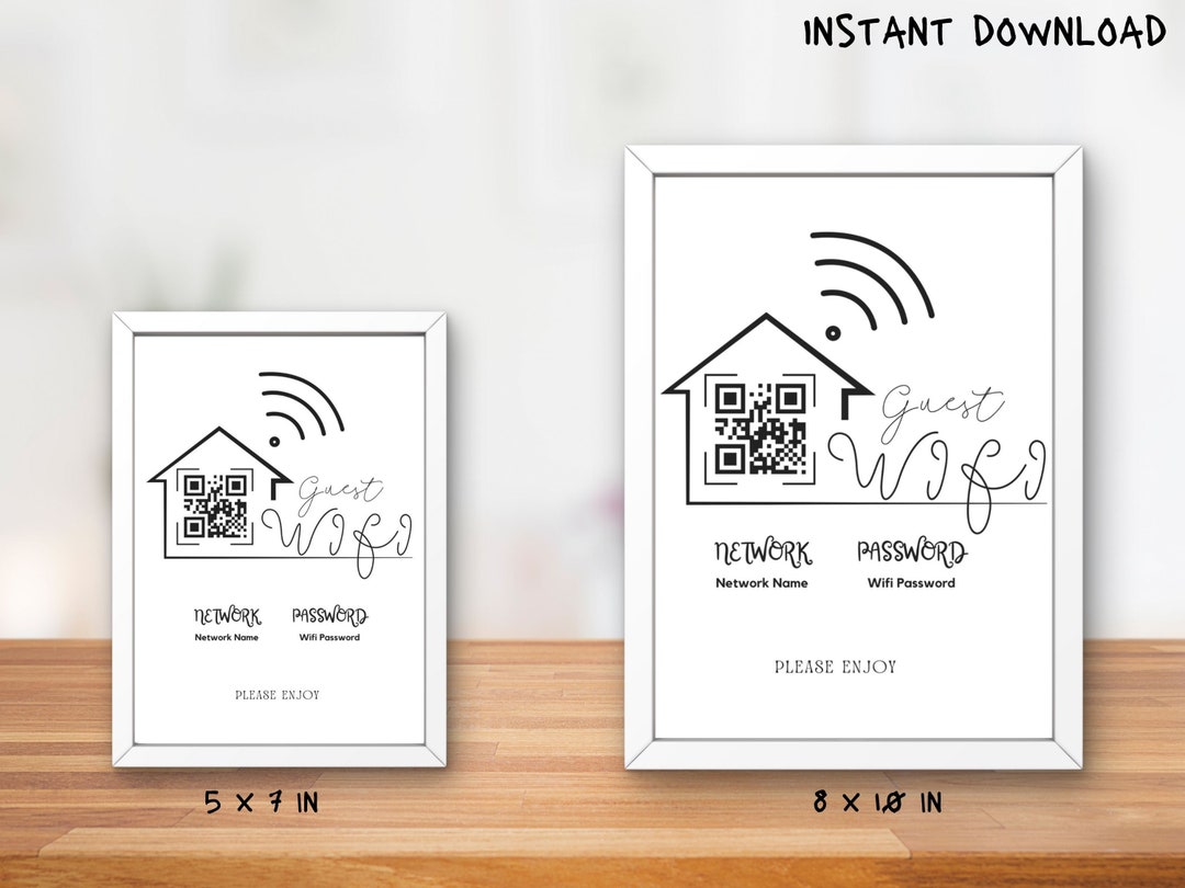 Wifi QR Code Sign Printable Wifi Sign Wifi Code Wifi Password Sign ...
