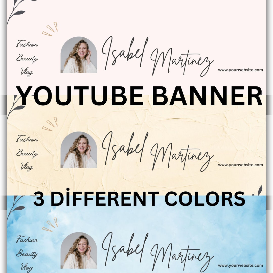 Youtube Banner Template With 3 Colors Youtube Branding Kit Editable ...