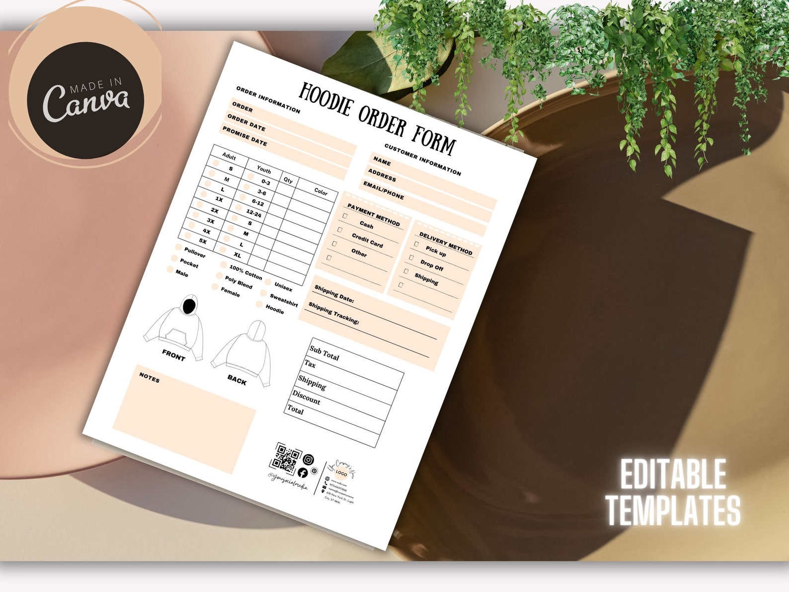 Printable Hoodie Order Form Template Clothing Order Form Craft Order ...