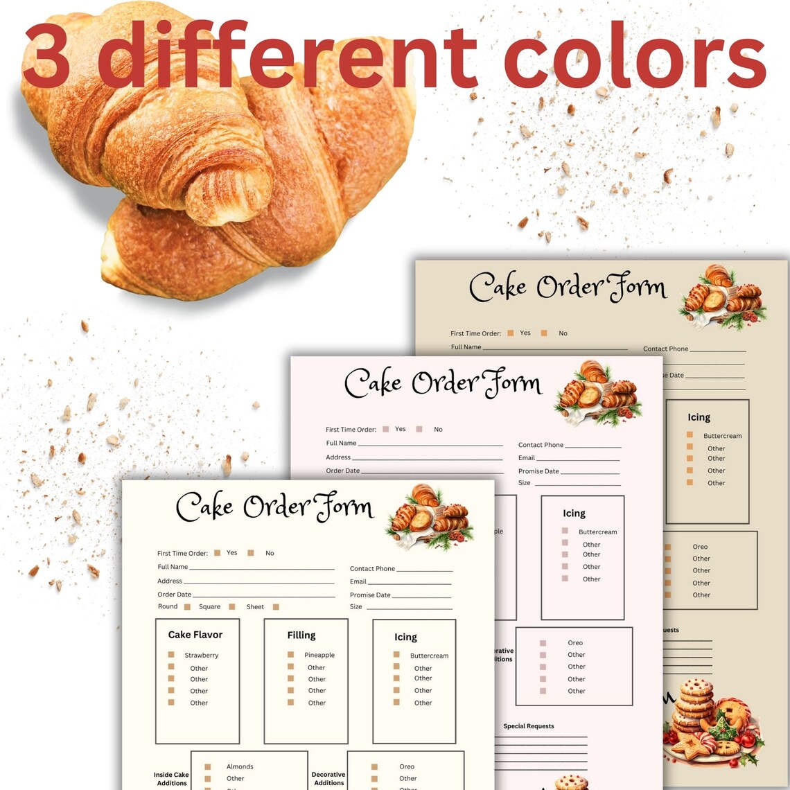 Editable Cake Order Form Bakery Order Form Printable Template Cupcake ...