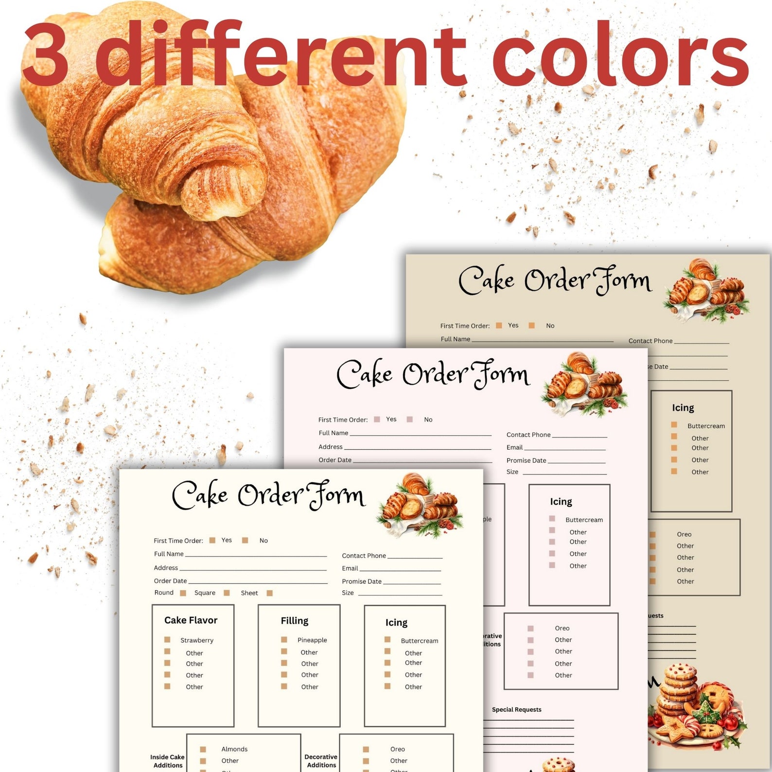 Editable Cake Order Form Bakery Order Form Printable Template Cupcake ...