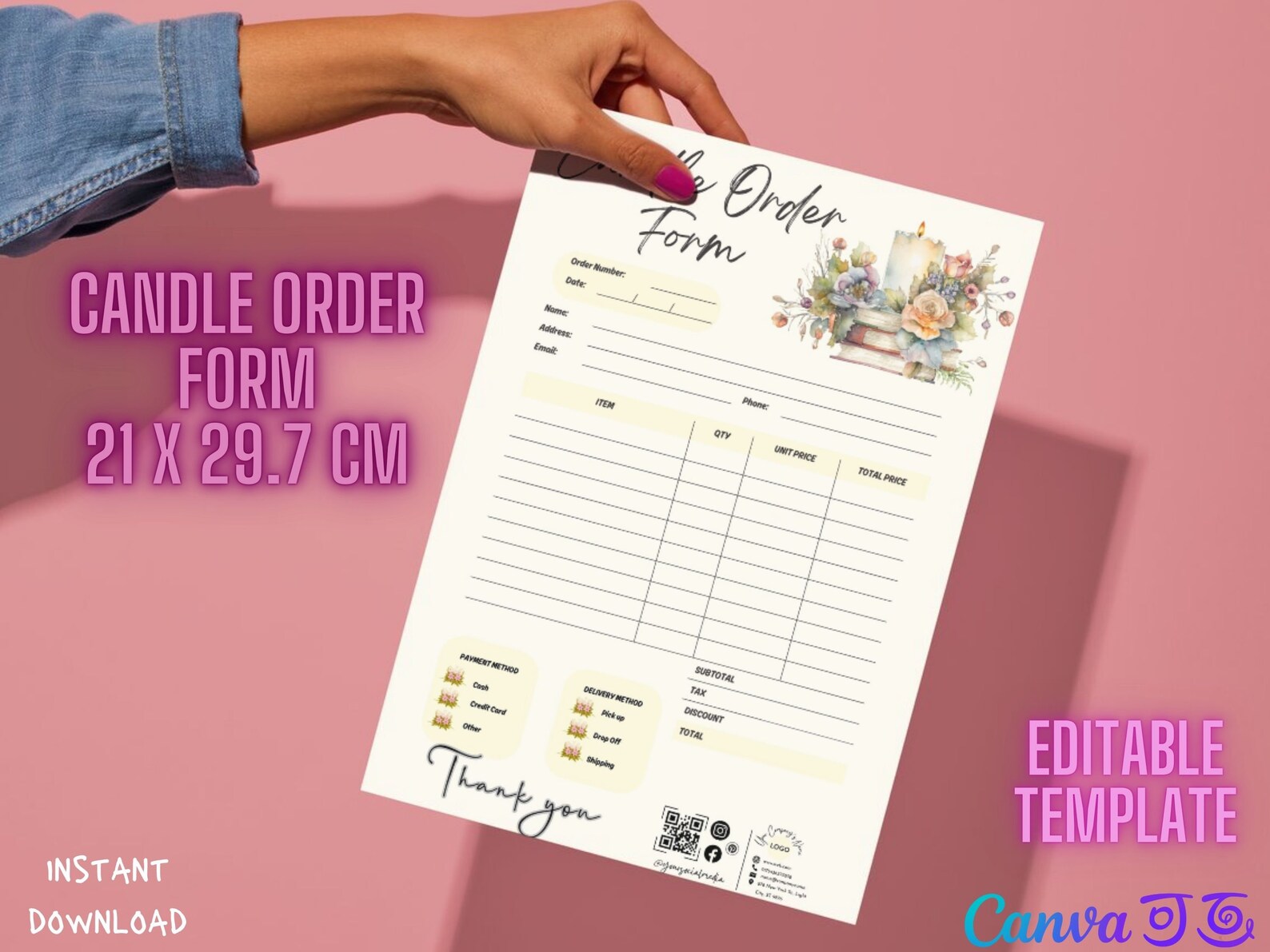 Editable Candle Order Form Canva Template Printable Candle Invoice ...