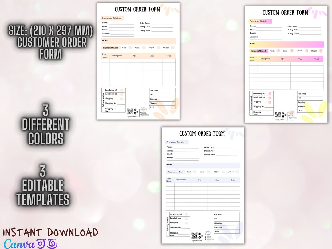 Editable Order Form Template Craft Order Form Etsy Shop Craft Business ...