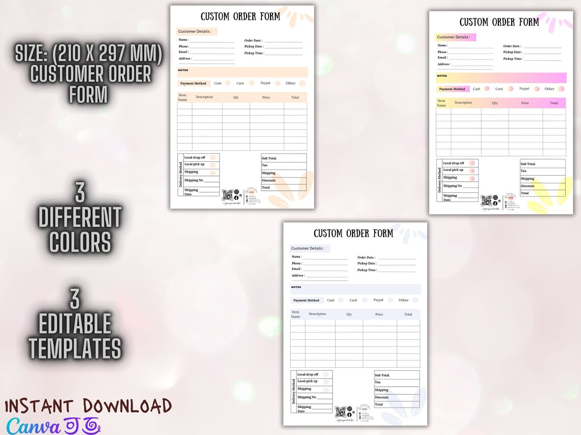 Editable Order Form Template Craft Order Form Etsy Shop Craft Business ...