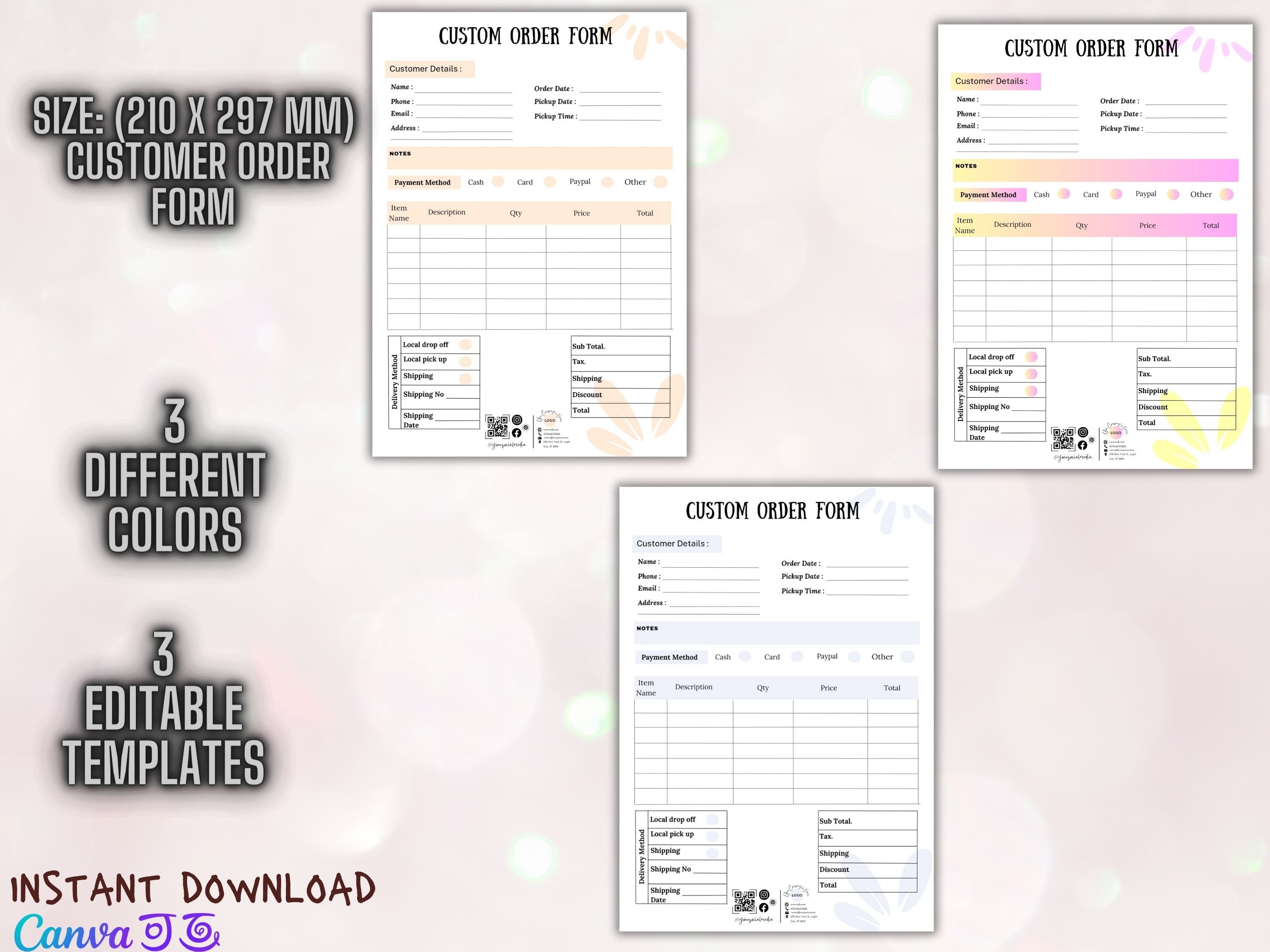 Editable Order Form Template Craft Order Form Etsy Shop Craft Business ...