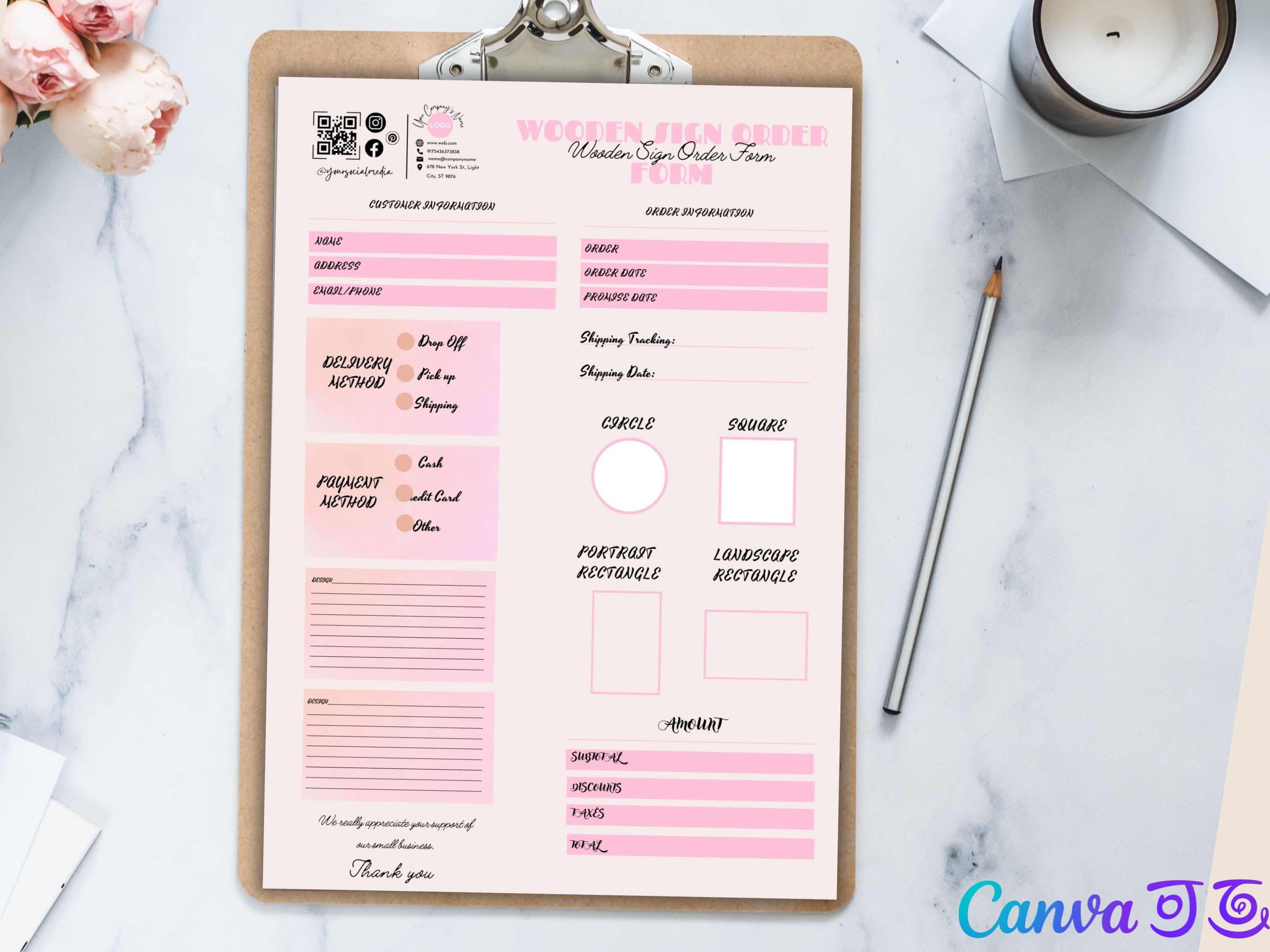 Wooden Sign Order Form Template Printable Craft Sign Order Form ...