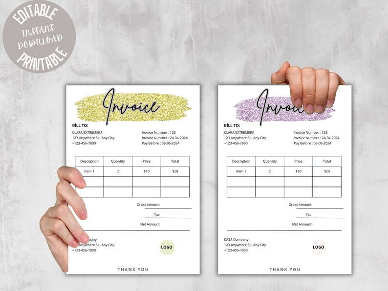 5 Invoice Template Billing Template Glitter Business Invoice Small ...