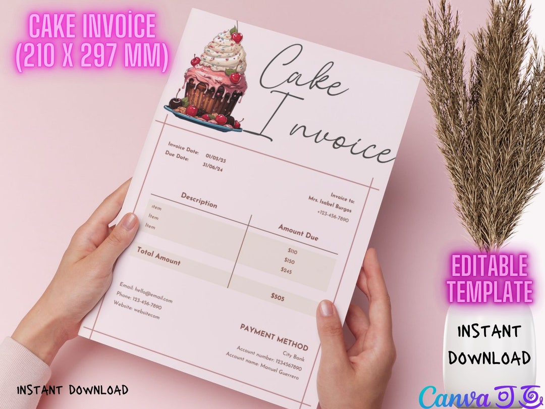 Editable Cake Invoice Template Cake Form Printable Bakery Invoice Small ...
