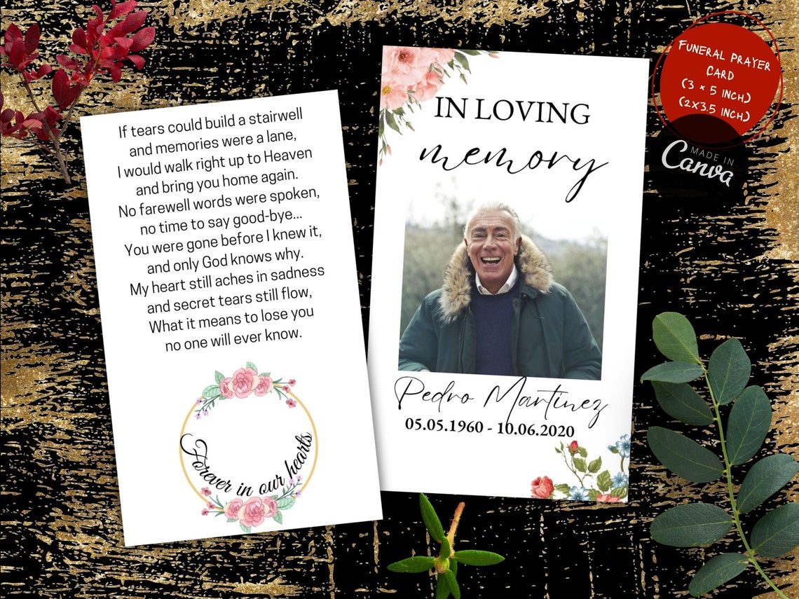 Funeral Prayer Card Digital Download Printable Memorial Prayer Card ...