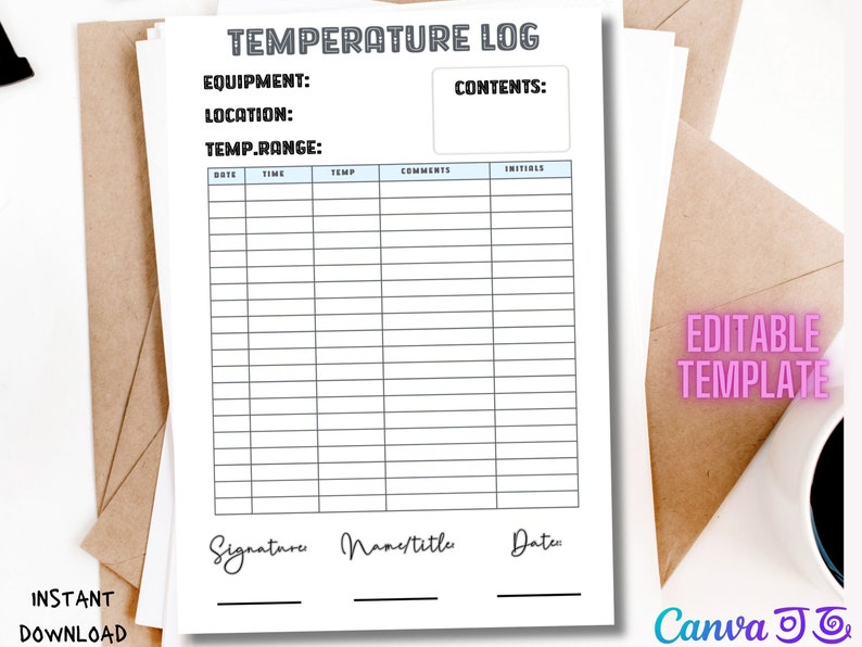 Temperature Log Daily Refrigerator Printable Temperature Check Sheet ...