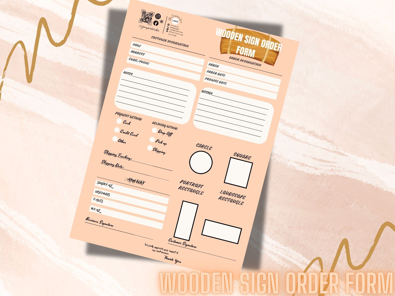 Wooden Sign Order Form Template Printable Craft Sign Order Form ...