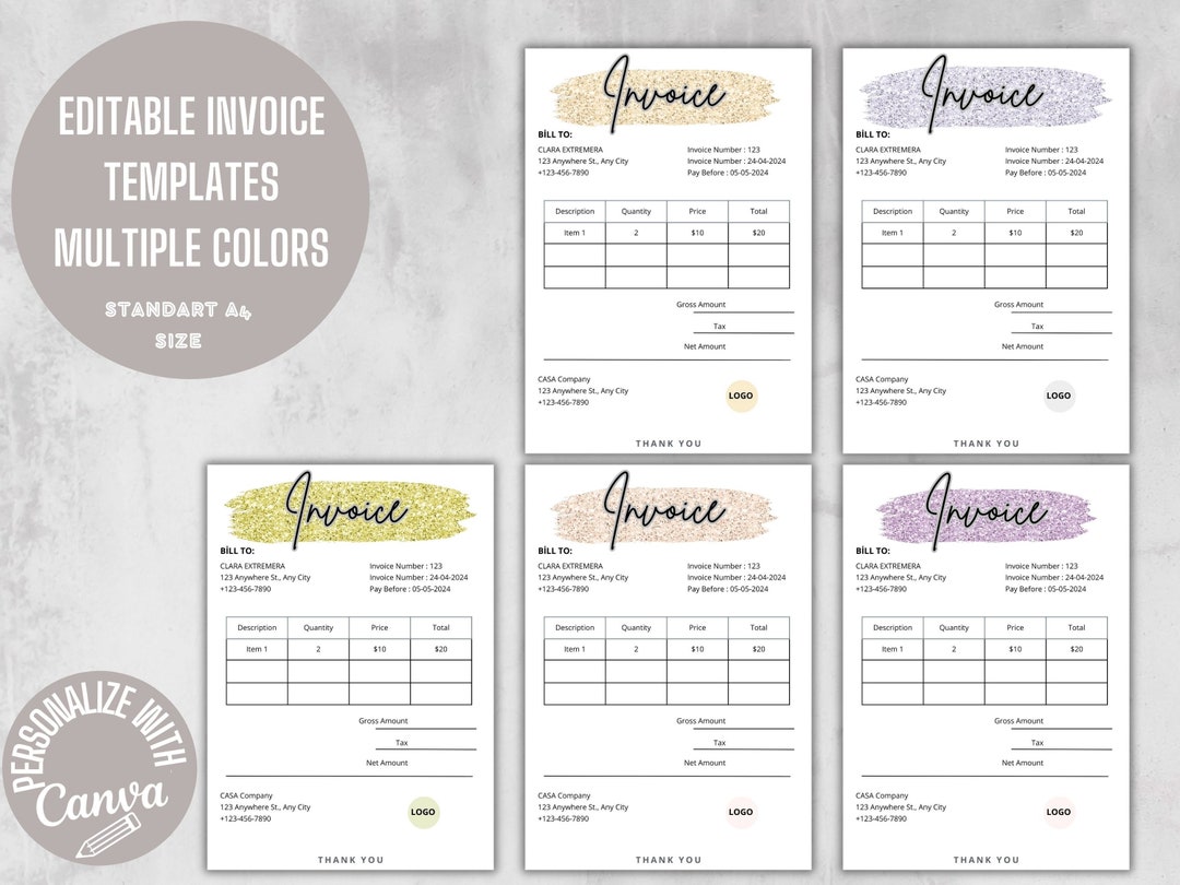 5 Invoice Template Billing Template Glitter Business Invoice Small ...