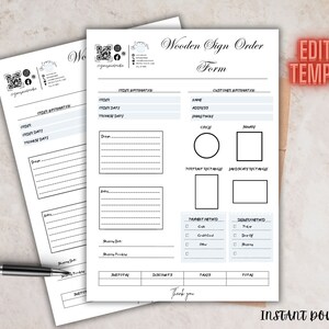 Wooden Sign Order Form Template Printable Craft Sign Order Form ...
