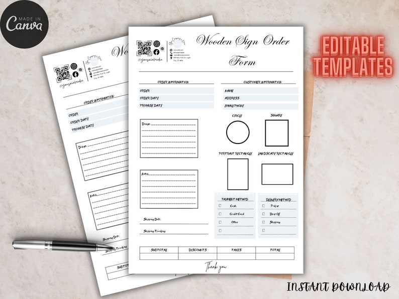 Wooden Sign Order Form Template Printable Craft Sign Order Form ...