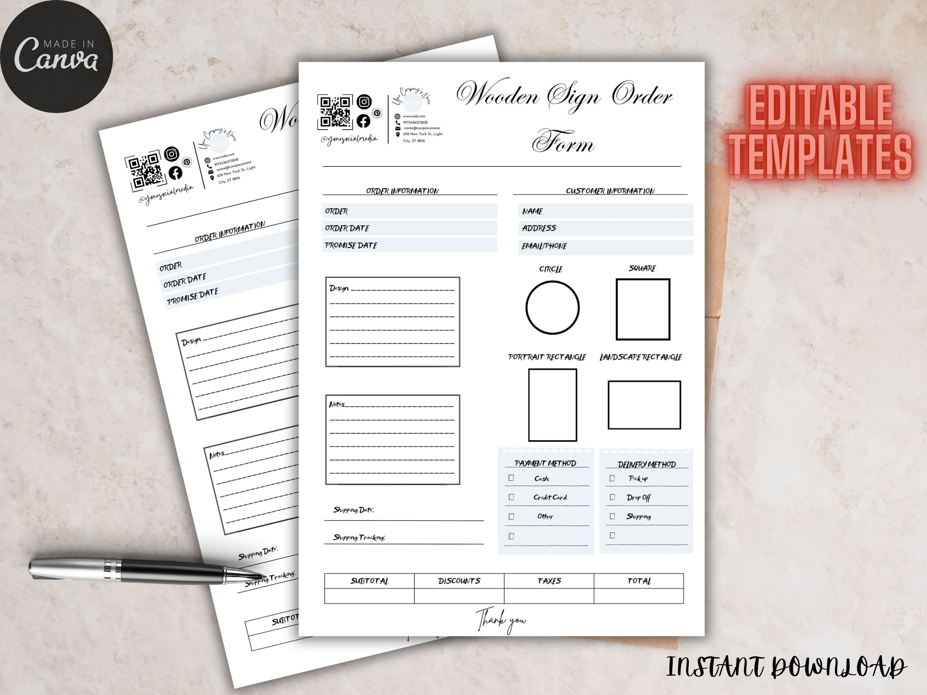 Wooden Sign Order Form Template Printable Craft Sign Order Form ...
