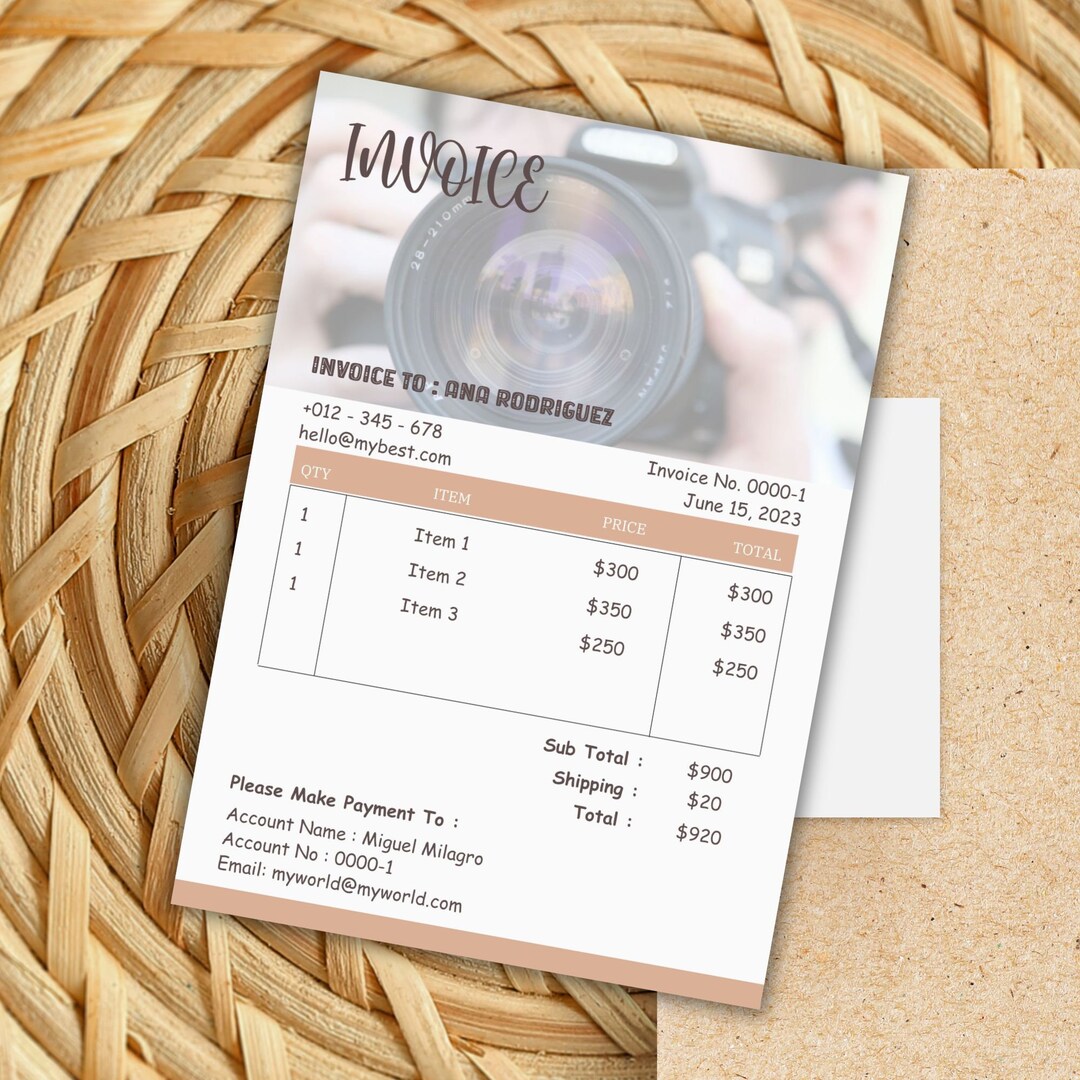 Photography Invoice Template Small Business Receipt Template Business ...