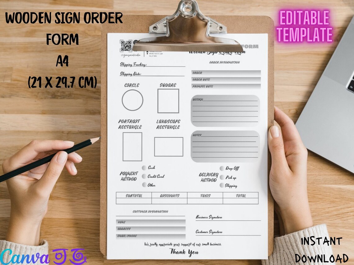 Wooden Sign Order Form Template Printable Craft Sign Order Form ...
