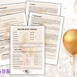 Editable Balloon Contract Printable Balloon Artist Contract Template ...